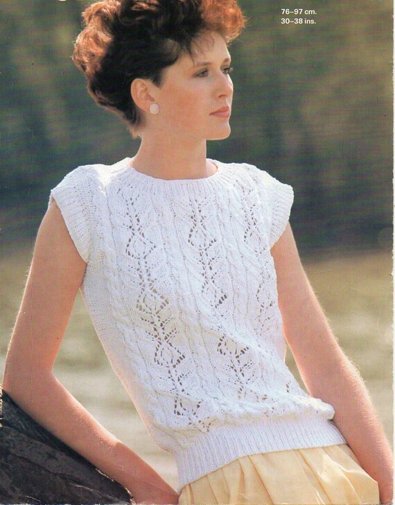 Womens Cotton Top Knitting Pattern Pdf Ladies Lacy Sleeveless - Etsy