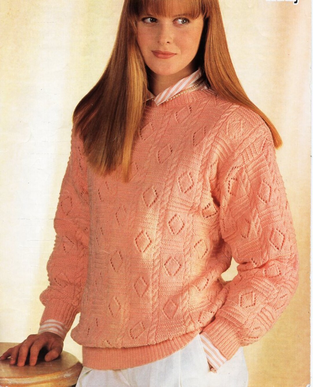 Womens KNITTING PATTERN Pdf Womens Lacy Sweater Lacies Diamond Pattern ...
