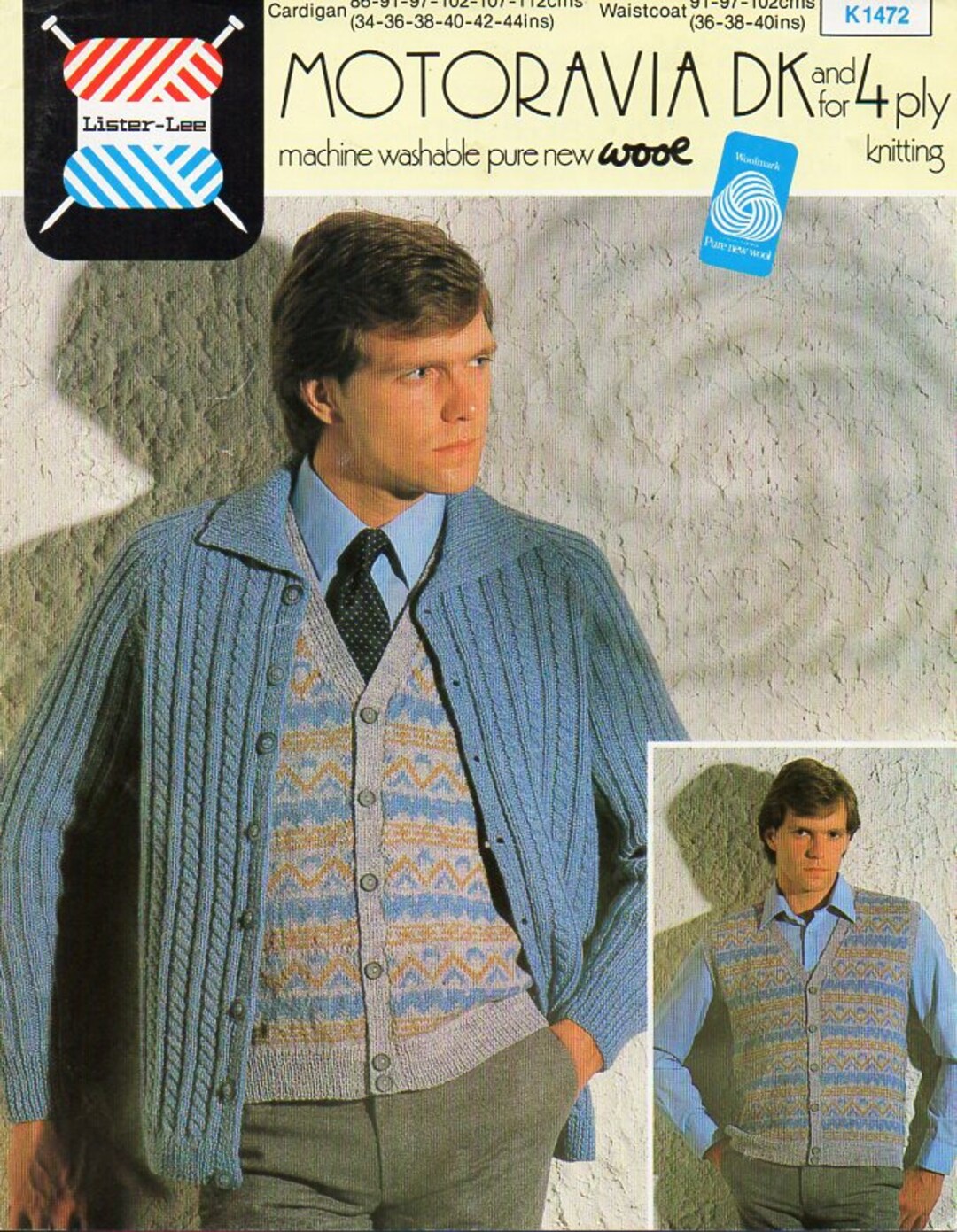 Mens 4ply Fair Isle Waistcoat & DK Jacket Knitting Pattern Pdf Mens ...