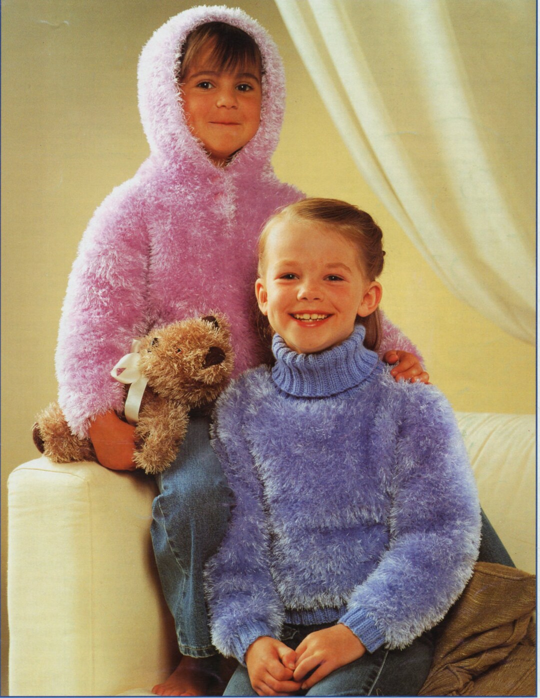 Girls Furry Sweater Knitting Pattern Pdf Fur Jumper Hooded Sweater Polo ...