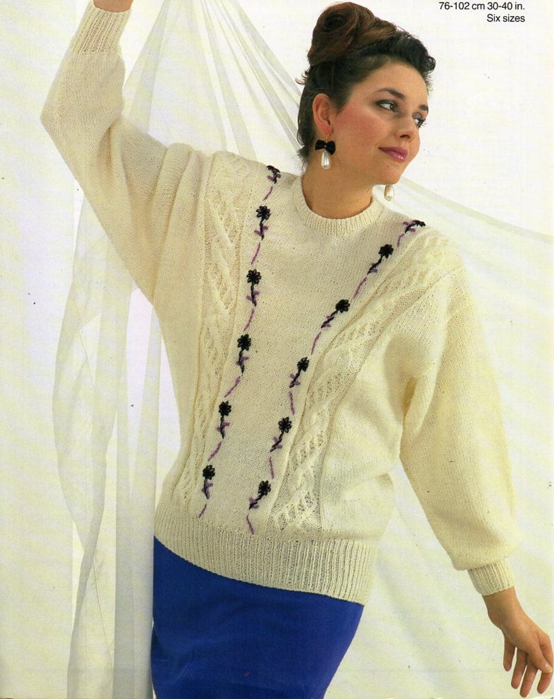 Womens Dolman Sweater Knitting Pattern Pdf Ladies Embroidered - Etsy UK