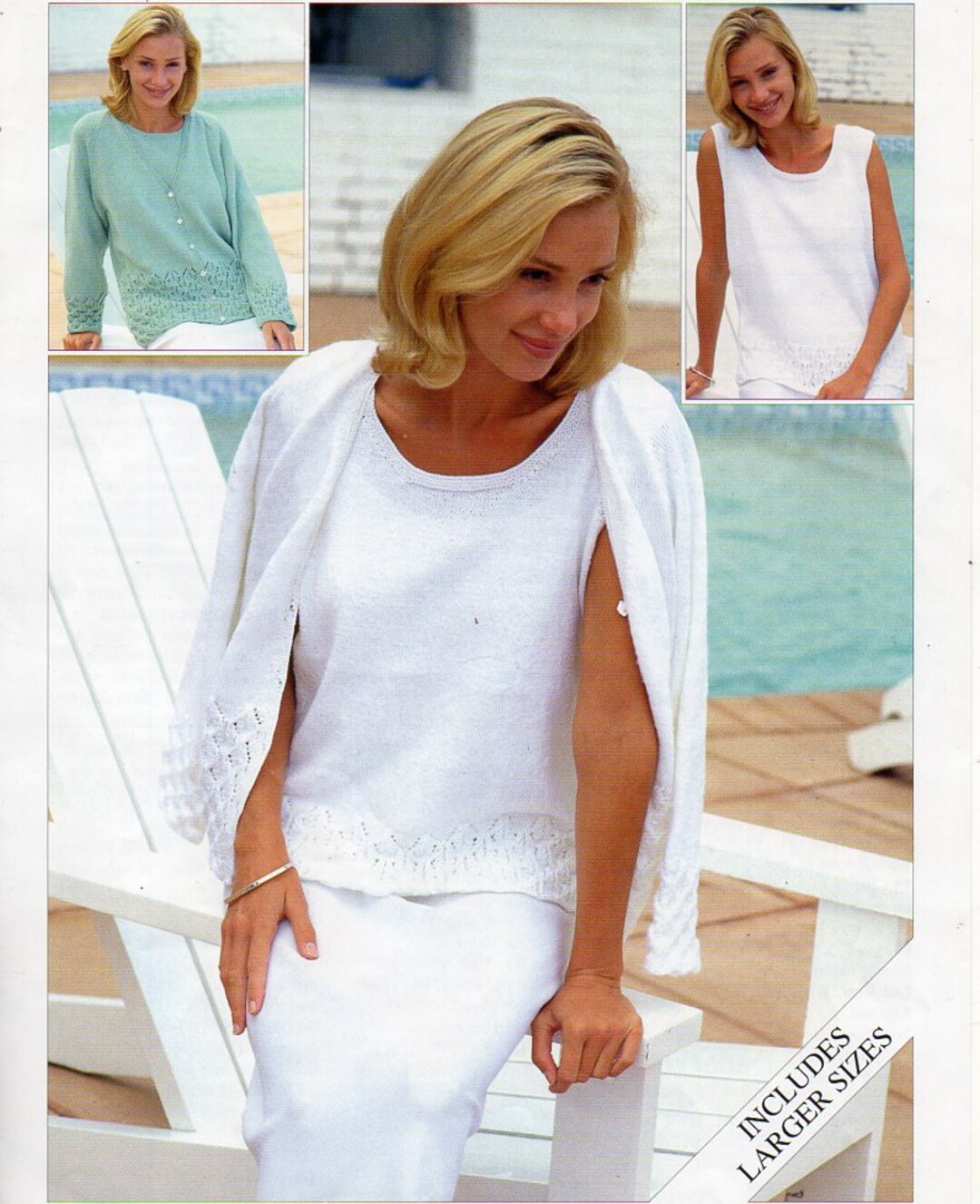 Womens Twin Set Knitting Pattern Pdf Ladies Lacy Top Cardigan Twinset ...