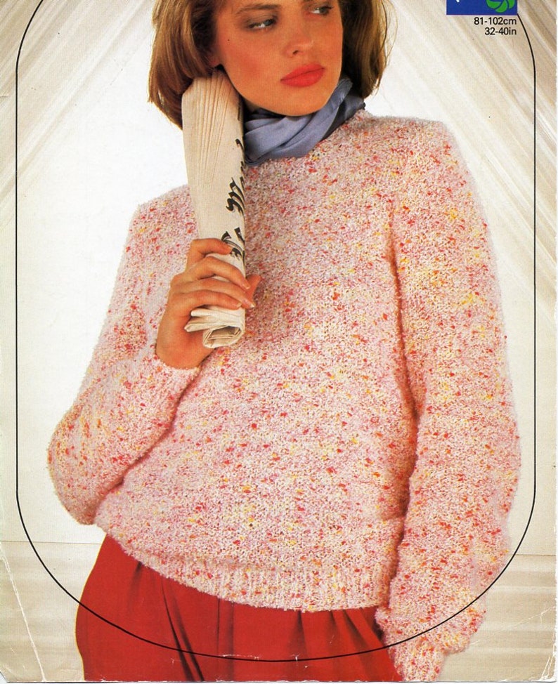 Womens Boucle Sweater Knitting Pattern Pdf Ladies Classic | Etsy