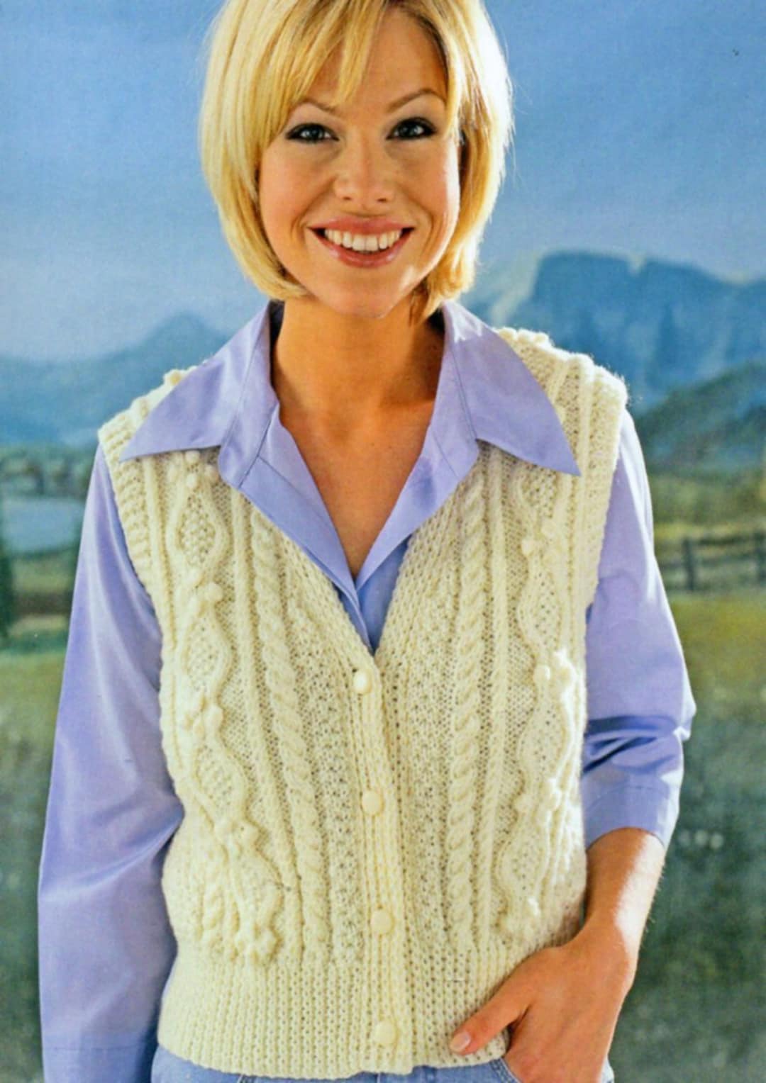 Womens Aran Waistcoat Knitting Pattern Pdf Ladies Cable Vest 32-38 ...