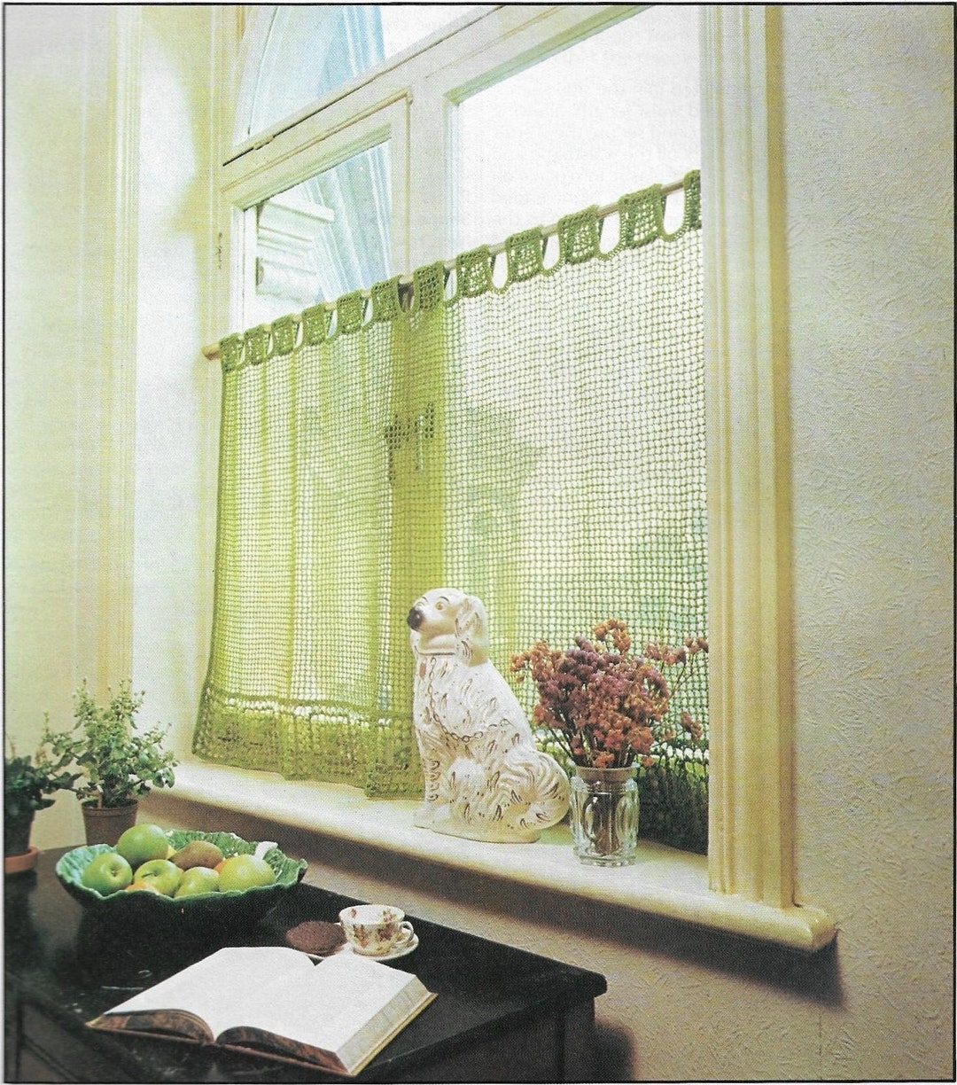 Vintage Crochet Curtain Crochet Pattern Pdf Cafe Curtain 60x34 Inch ...