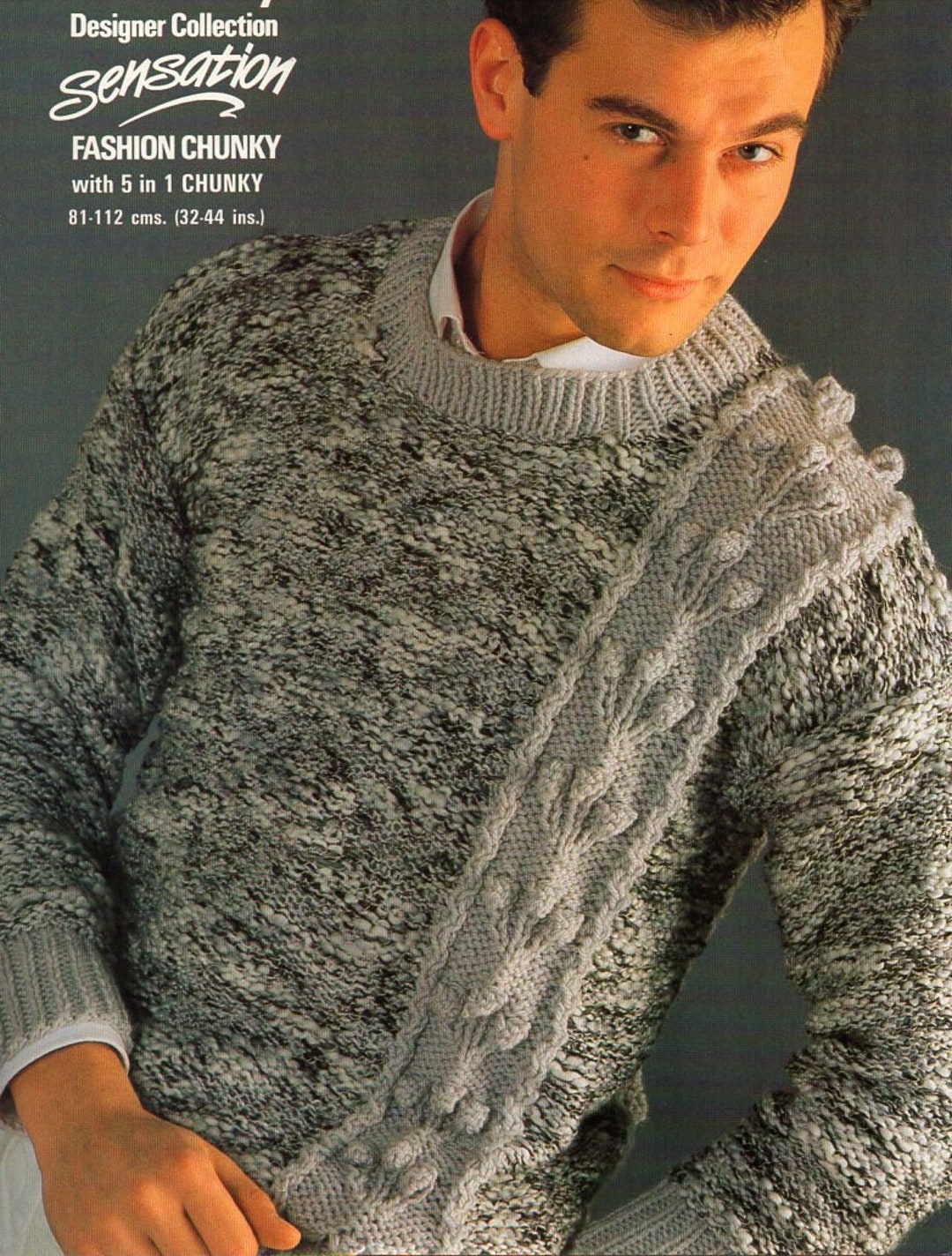 Mens Chunky Sweater Knitting Pattern Pdf Download Textured Jumper 32-44 ...
