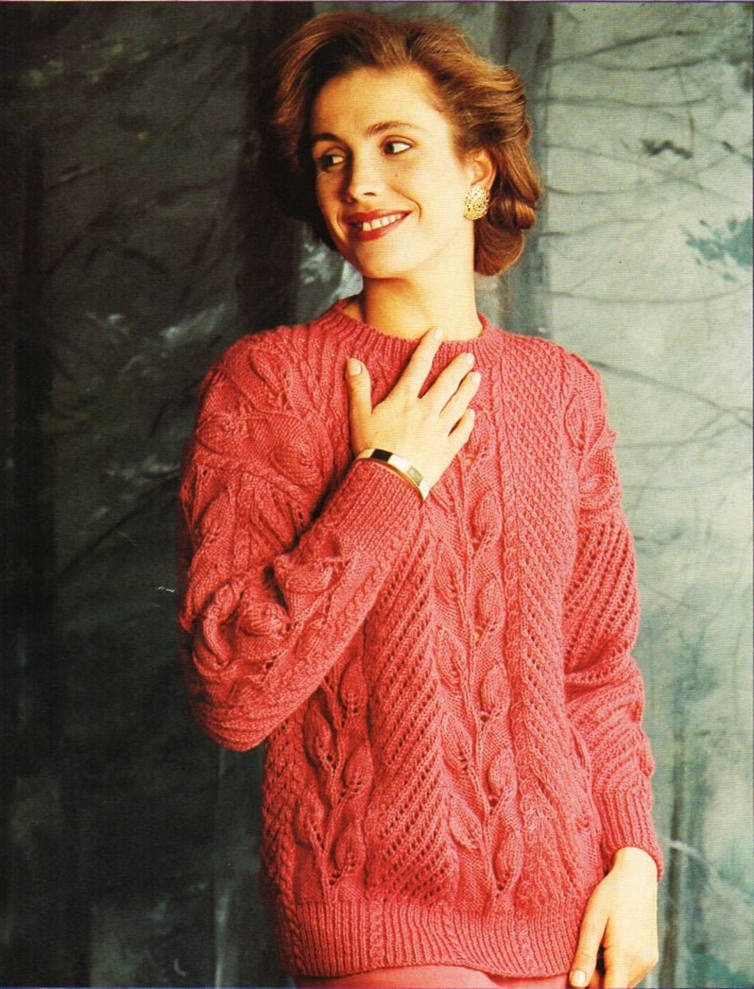 Womens KNITTING PATTERN Pdf Womens Leaf Pattern Sweater Ladies Jumper ...