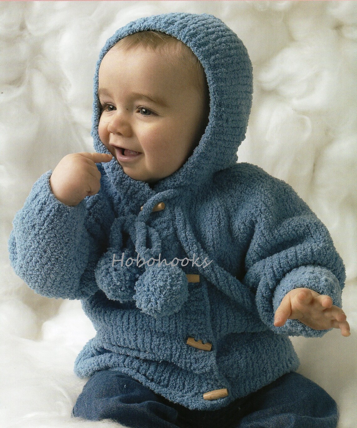 Baby Chenille Hooded Jacket Knitting Pattern Pdf Coat With Hood Velvet ...