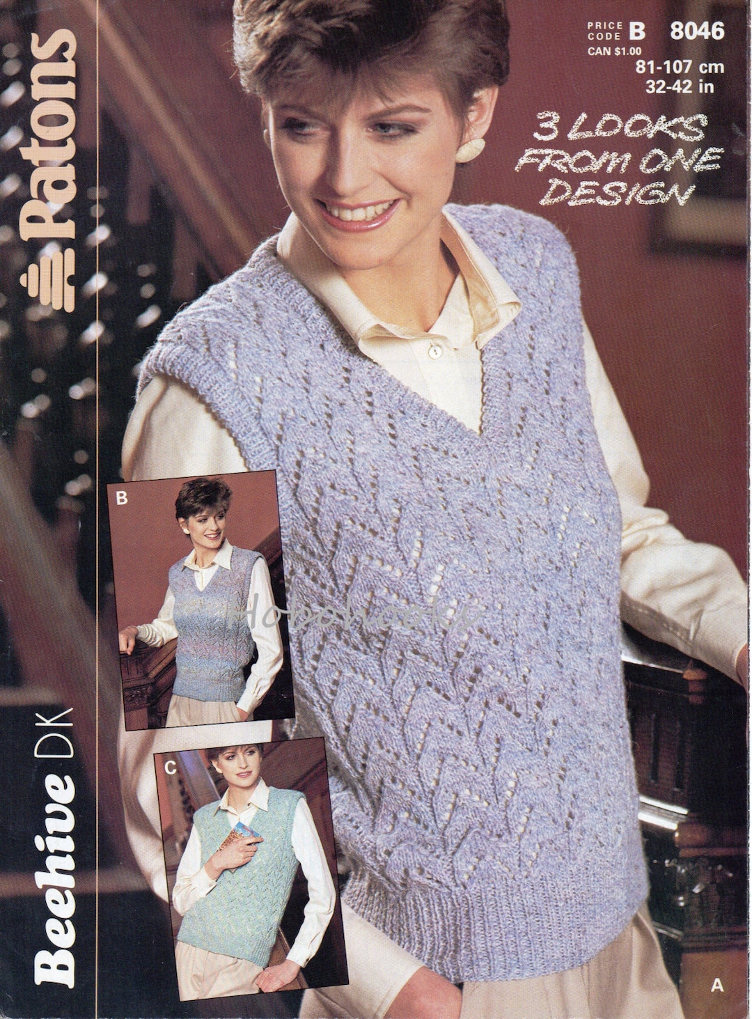Vintage Womens Slipover Knitting Pattern Pdf DK Ladies Top Lacy ...
