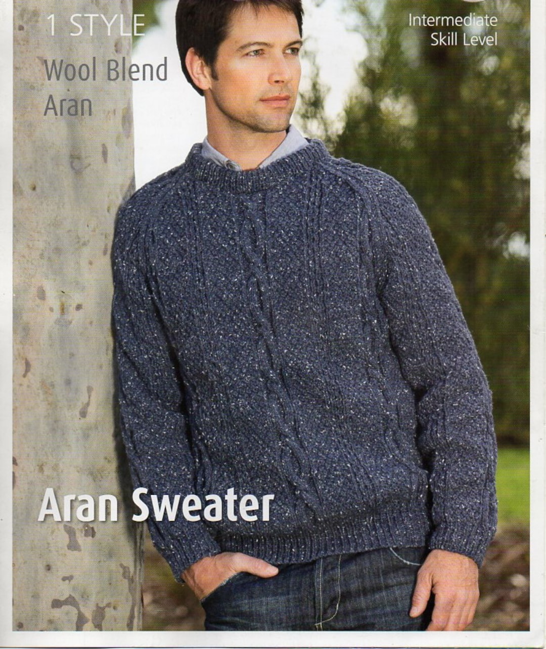 Mens Aran Sweater Knitting Pattern Pdf Download Mens Cable Crew Neck ...