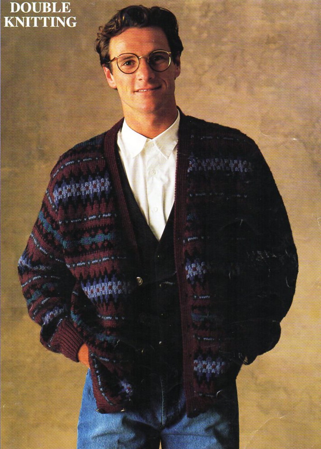 Mens Fair Isle Cardigan Knitting Pattern Pdf DK Mans Fairisle Jacket ...