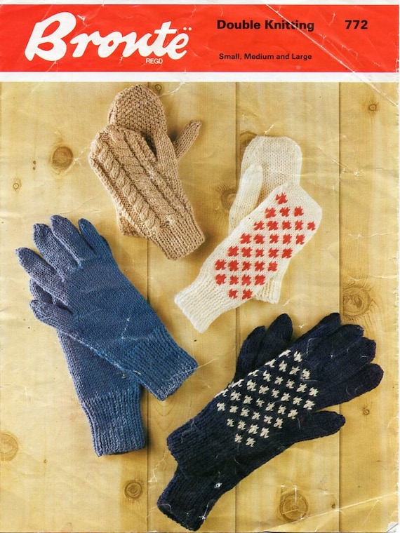 womens mens childrens gloves mitts knitting pattern pdf 2 needles mittens cable fair isle DK light worsted 8ply pdf Instant Download