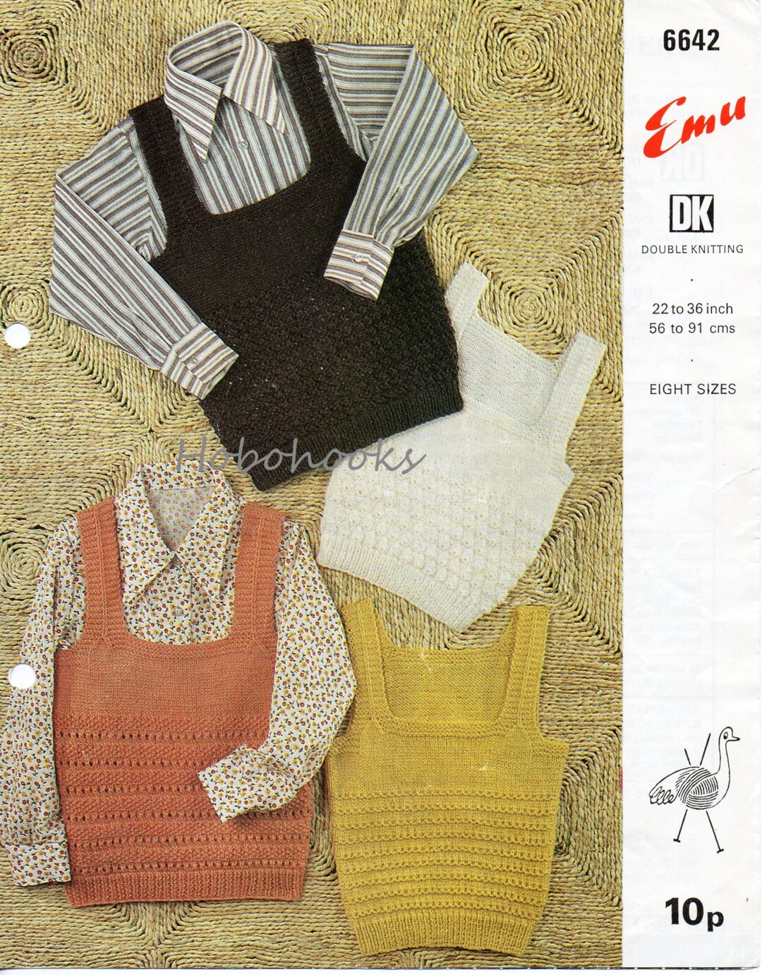 Vintage Womens Tank Top Knitting Pattern PDF Ladies Slipover Round Neck ...