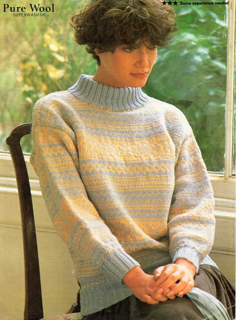 Womens Fair Isle Sweater Knitting Pattern Pdf Ladies Fairisle - Etsy