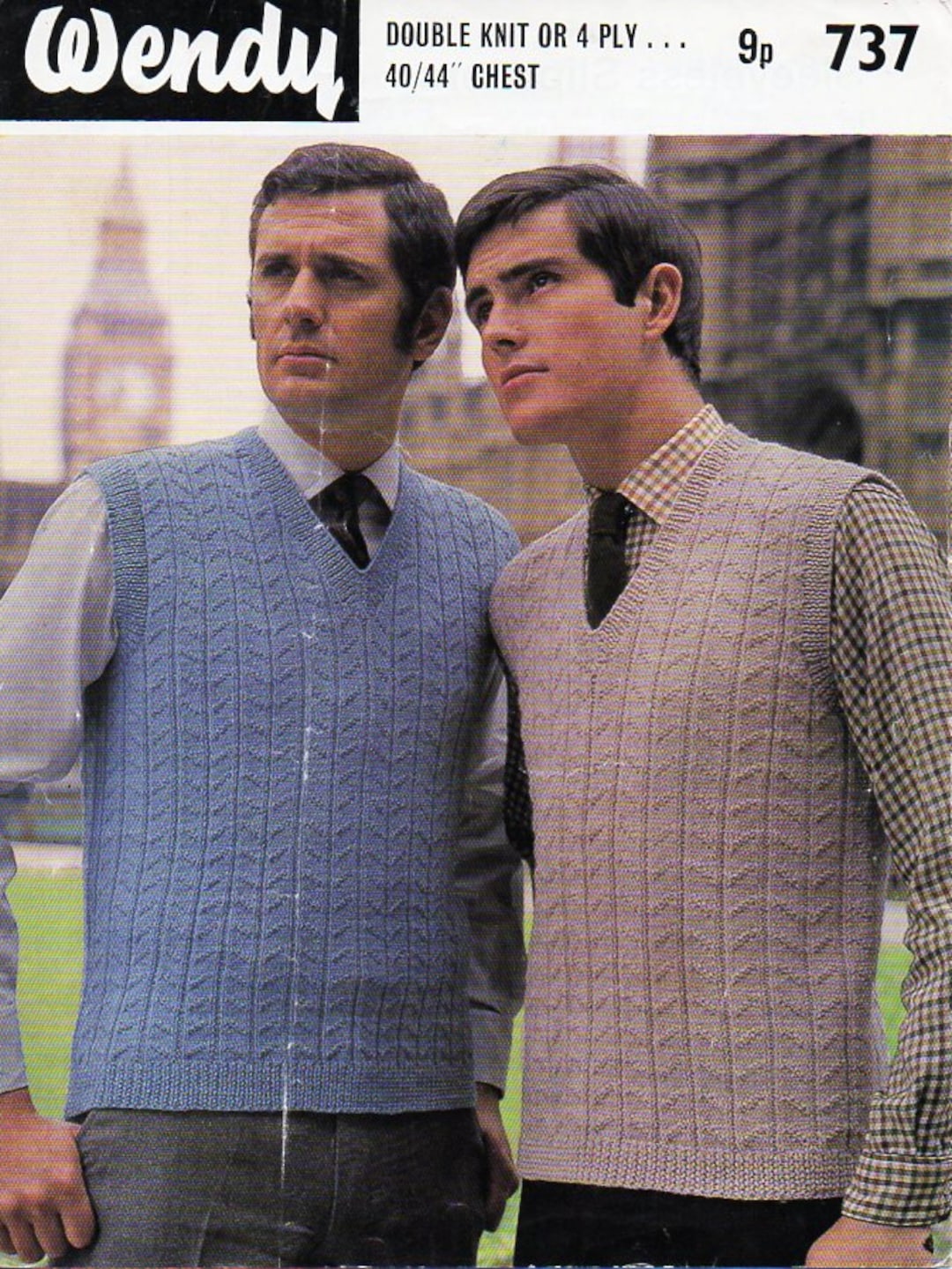 Mens 4ply / DK Slipover Knitting Pattern Pdf Mans Sleeveless Pullover ...