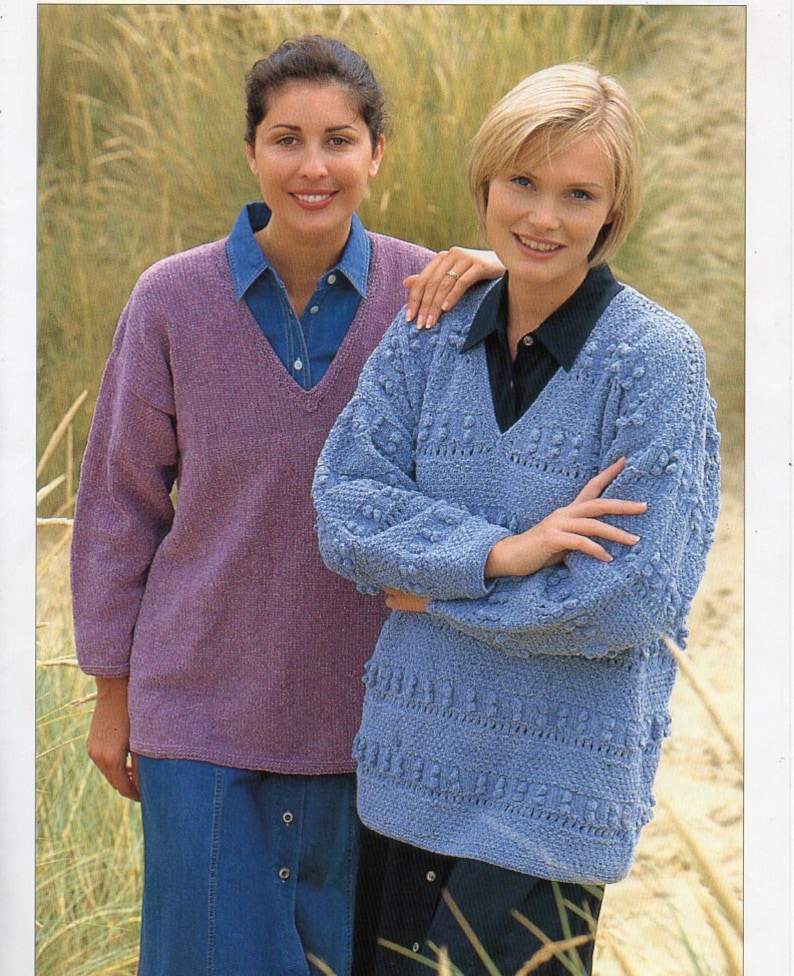 Womens Chenille Sweater Knitting Pattern Pdf Ladies Patterned Plain V ...