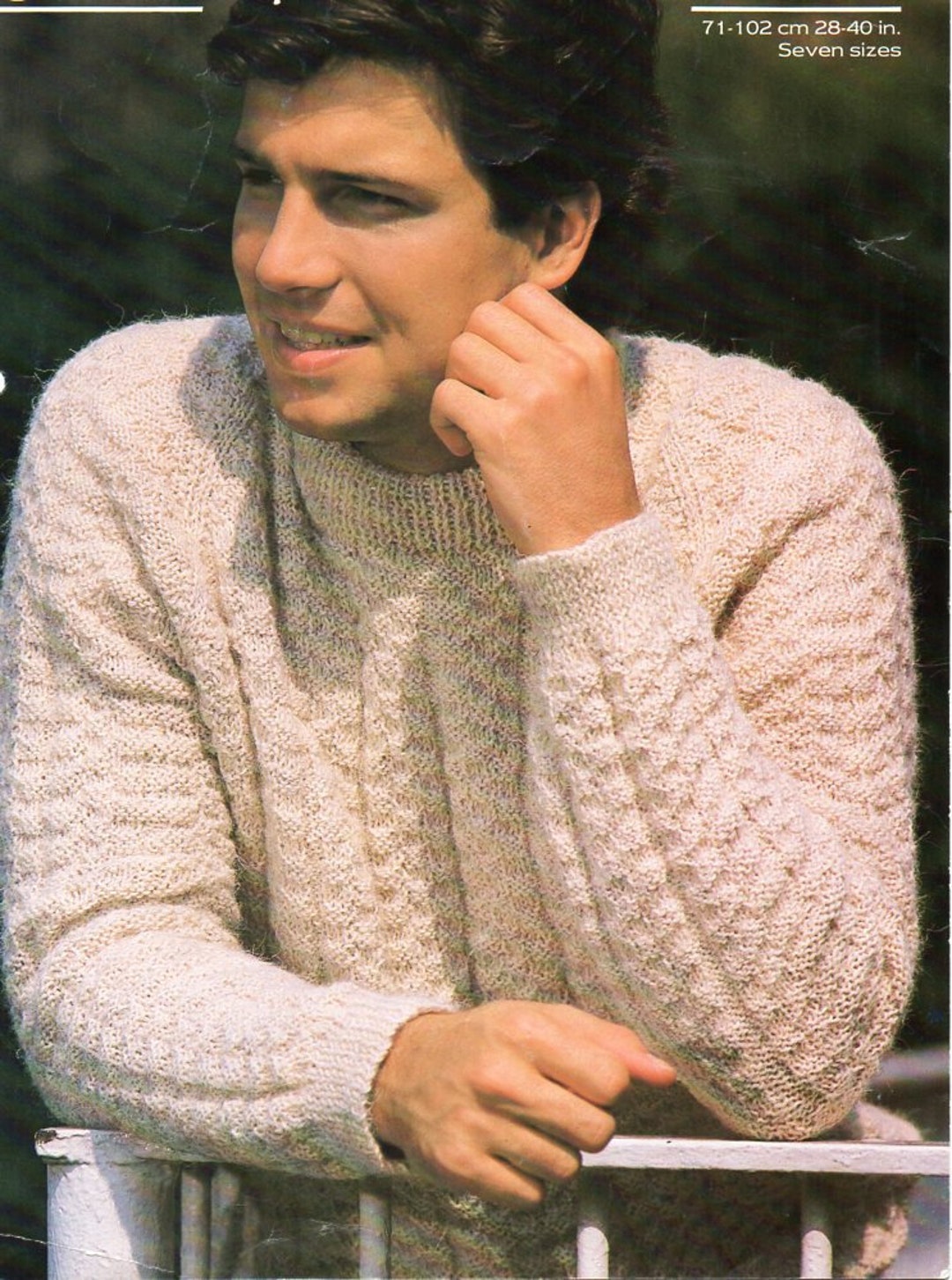 Mens Sweater Knitting Pattern Pdf Mans Textured Crew Neck Jumper 28-40 ...
