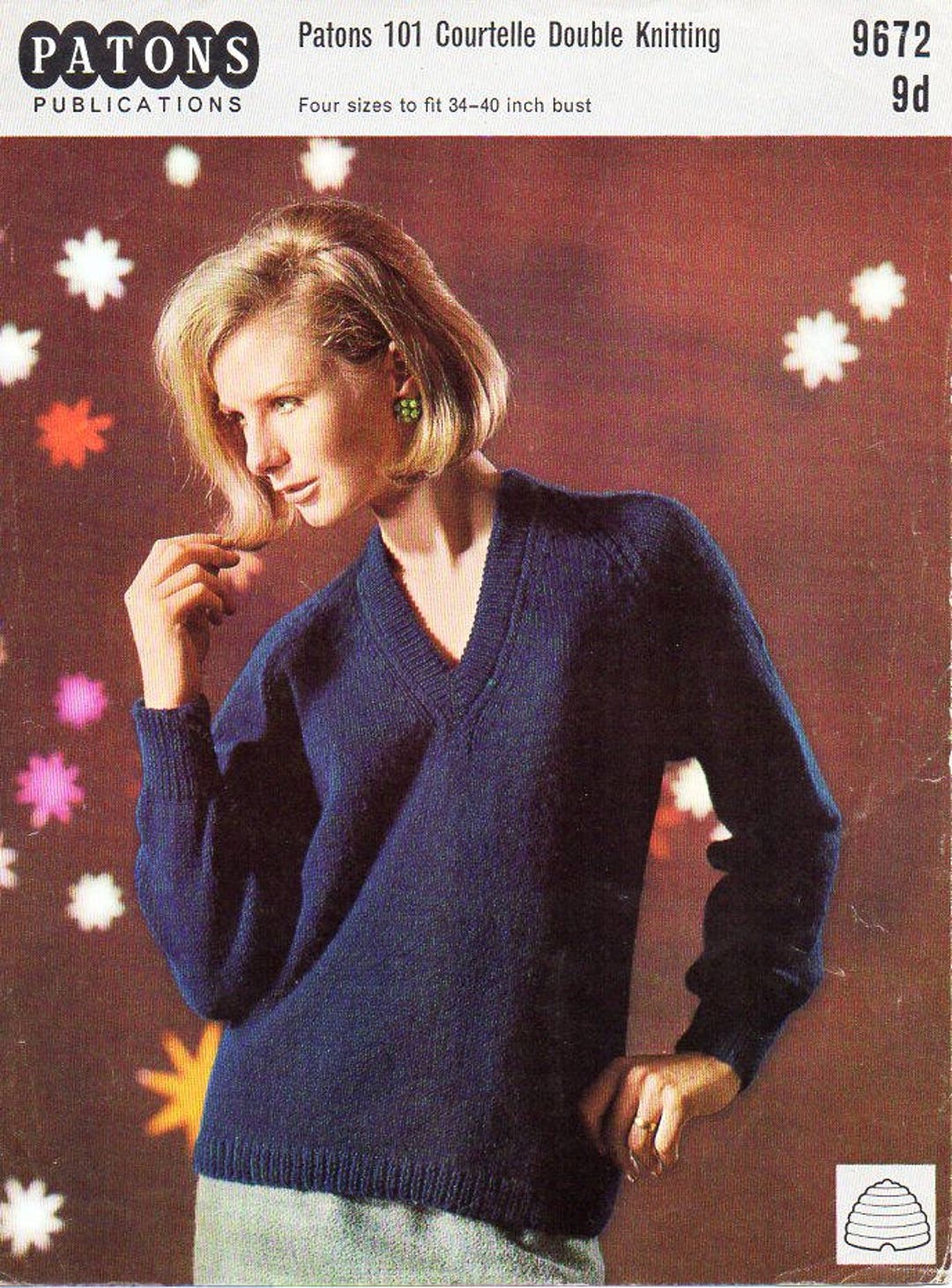 Womens Sweater Knitting Pattern Pdf DK Ladies V Neck Jumper Vintage ...