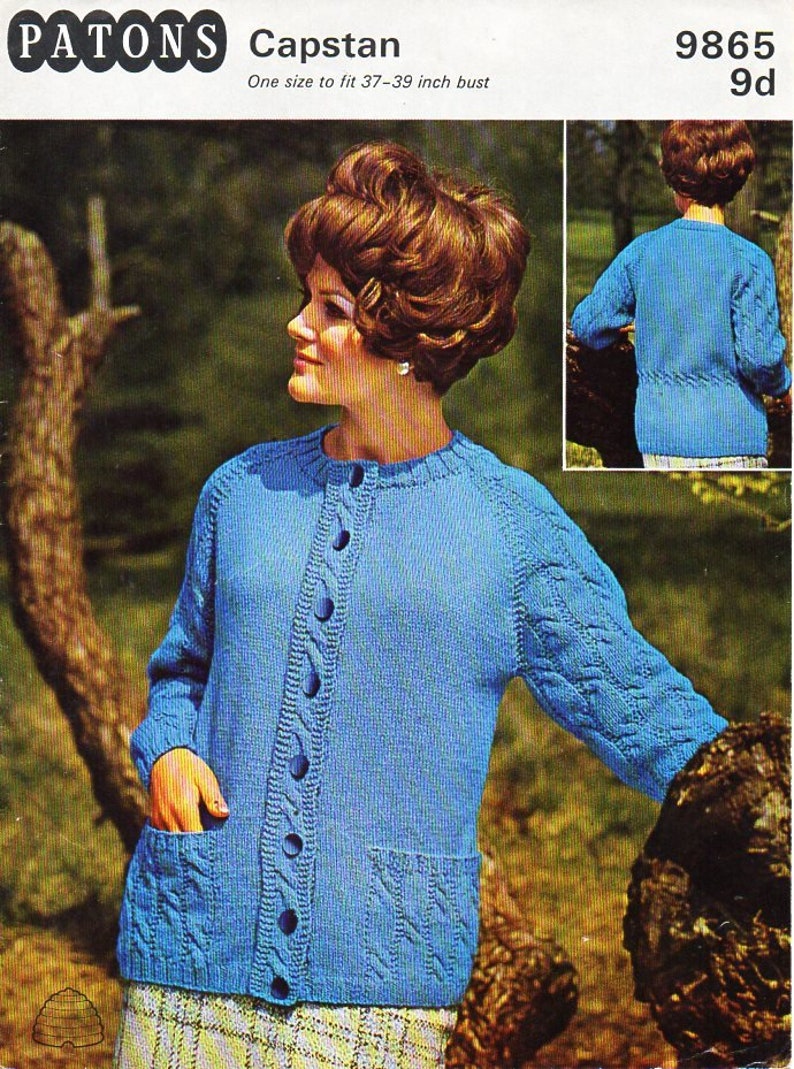 Vintage Womens Cardigan KNITTING PATTERN Pdf Ladies Cable Jacket ...