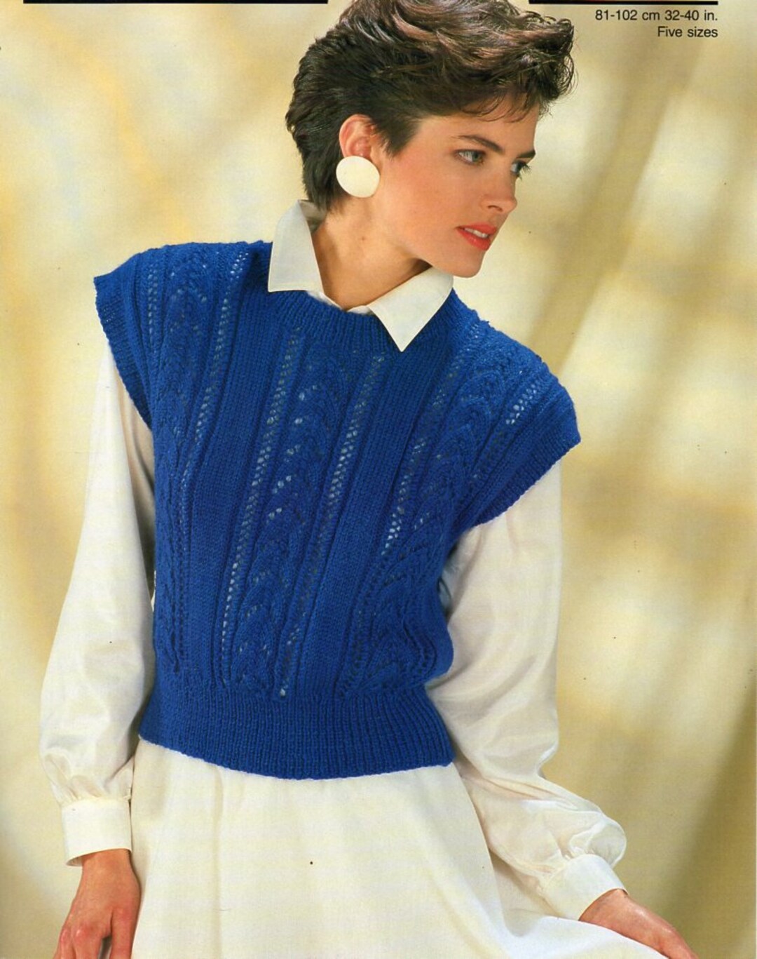 Womens Slipover Knitting Pattern Pdf Ladies Lacy Round Neck Tank Top ...