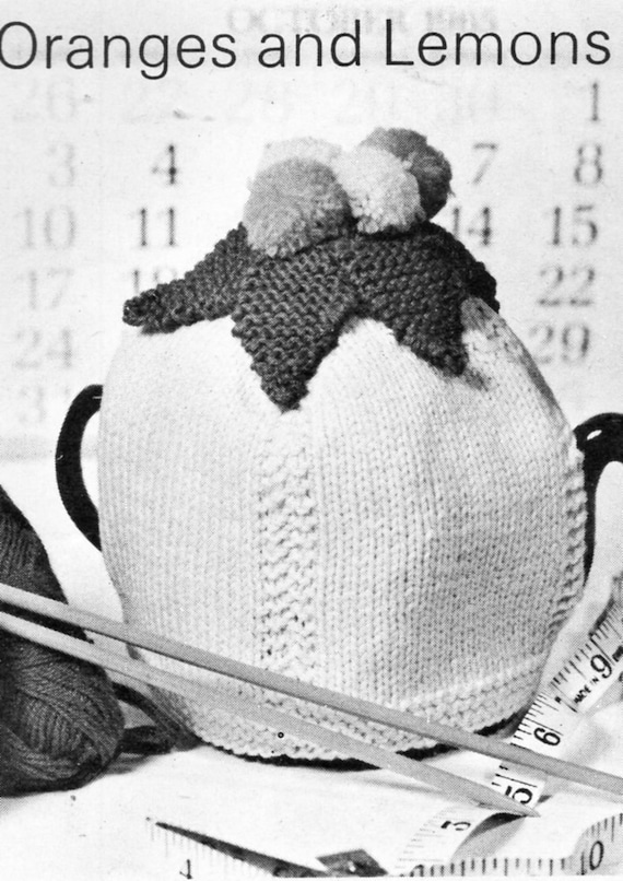 Orange / lemon tea cosy cozy knitting pattern PDF tea cosy tea | Etsy