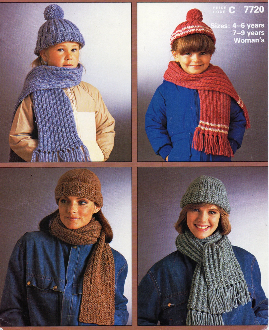 Womens Hat Scarf Set Knitting Pattern Pdf Childrens Hat Scarf Ribbed ...