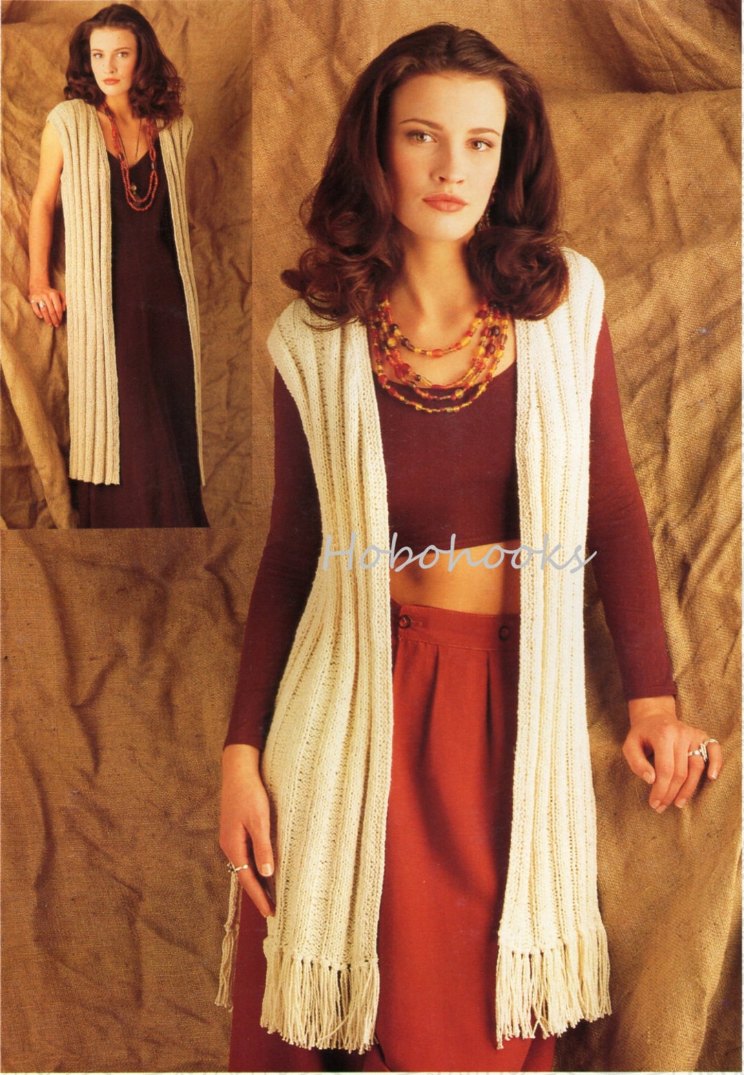 Womens Long Waistcoat Knitting Pattern Pdf Ladies Sleeveless Jacket ...