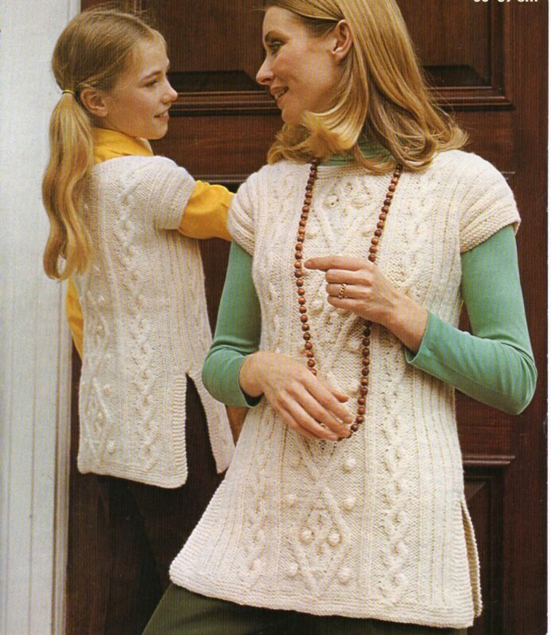 Vintage Womens Aran Tabard KNITTING PATTERN Pdf Ladies Cable Tunic ...