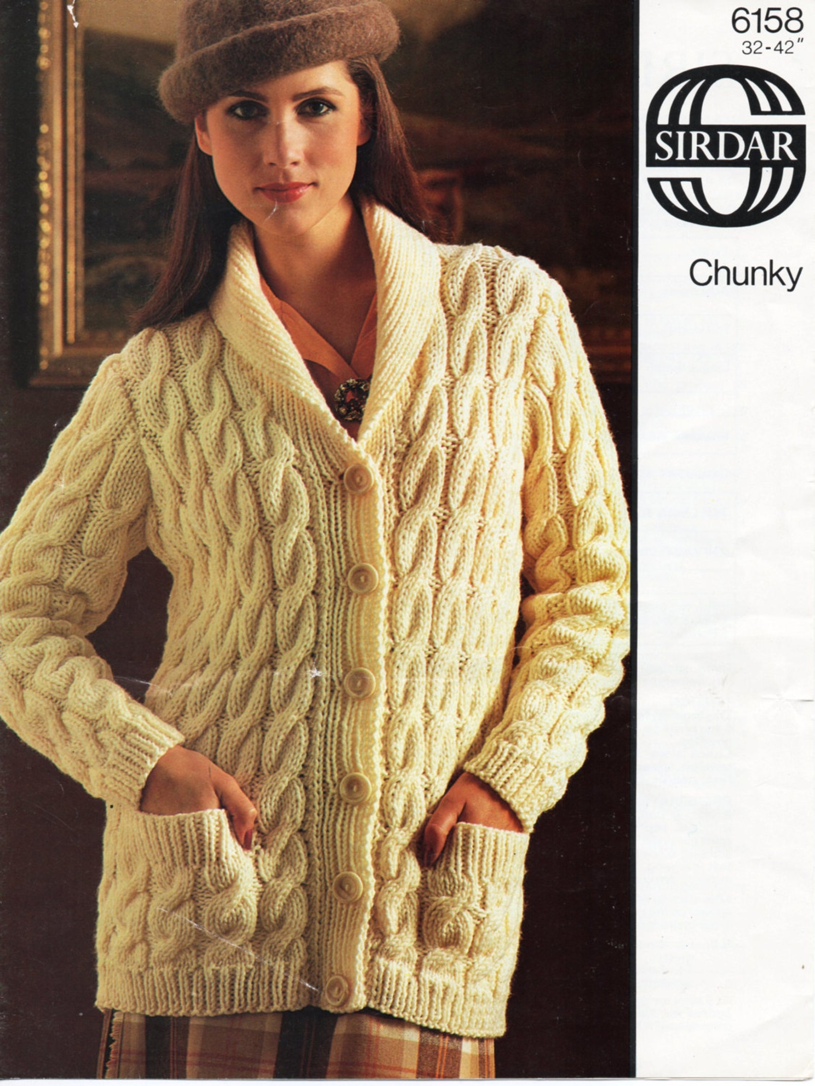 Womens Chunky Cable Cardigan Knitting Pattern Pdf Download Ladies Shawl ...
