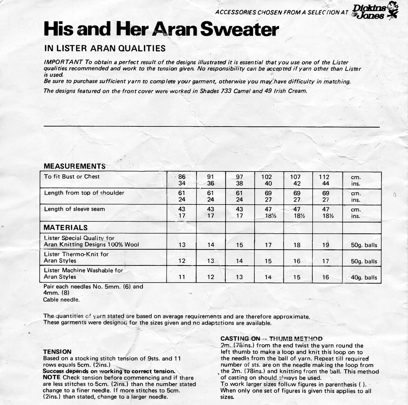 Vintage Aran Knitting Pattern Pdf Womens Mens Aran Sweater - Etsy