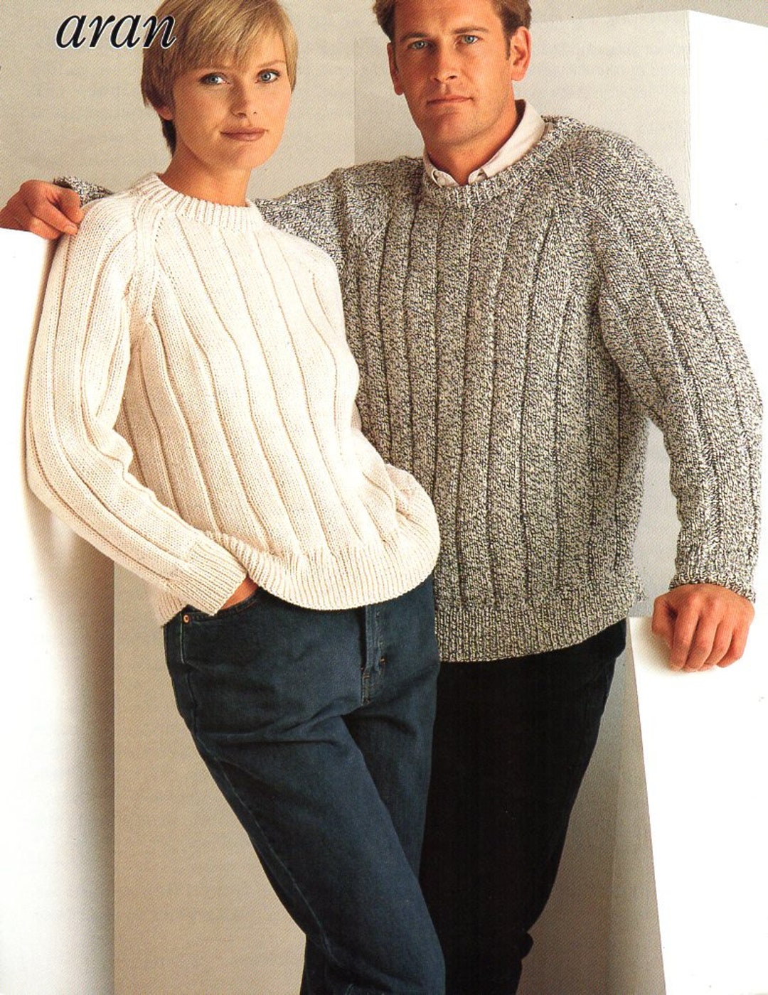 Womens / Mens Sweaters Knitting Pattern Pdf Download Round Neck Wide ...