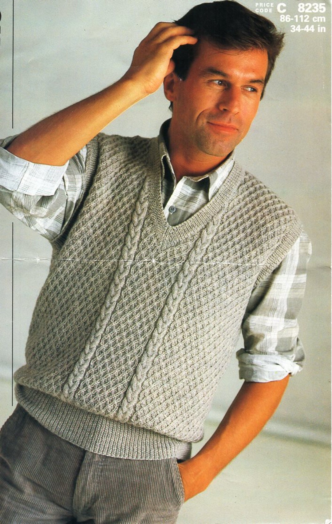 Mens Cable Slipover Knitting Pattern Pdf Mens V Neck 4 Ply Pullover 34 ...