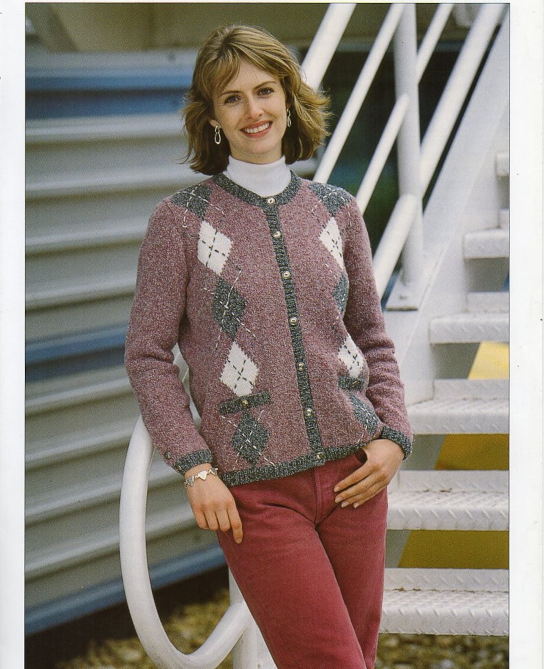 Womens Cardigan Knitting Pattern Pdf Ladies Argyll Diamond Pattern ...