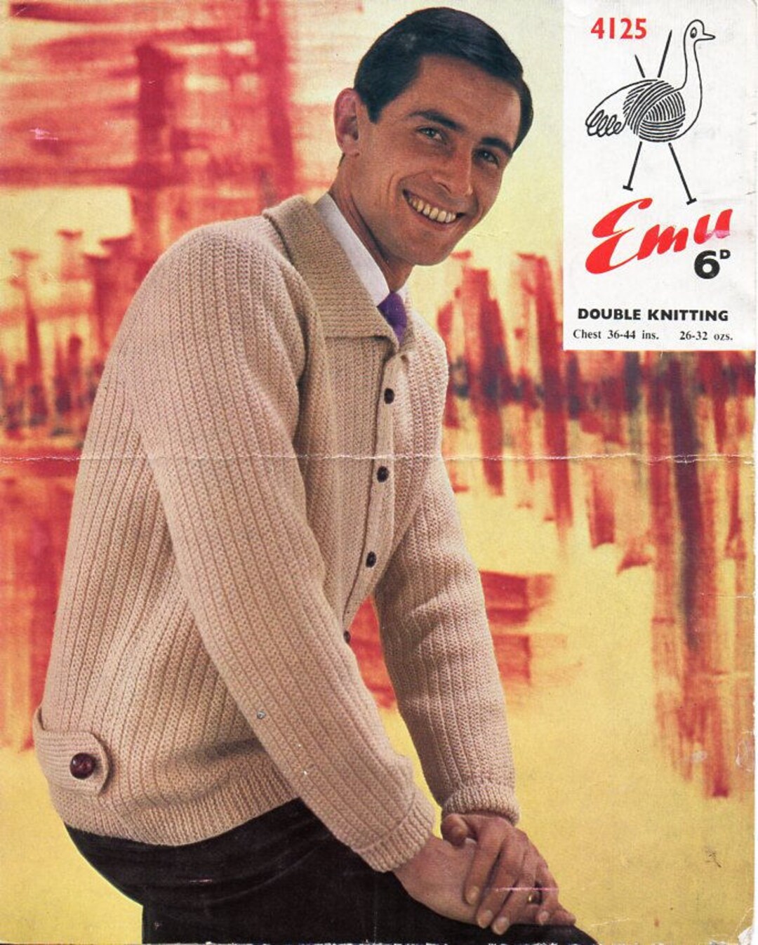 Vintage Mens Rib Jacket Knitting Pattern Pdf Mens Jacket With Collar ...