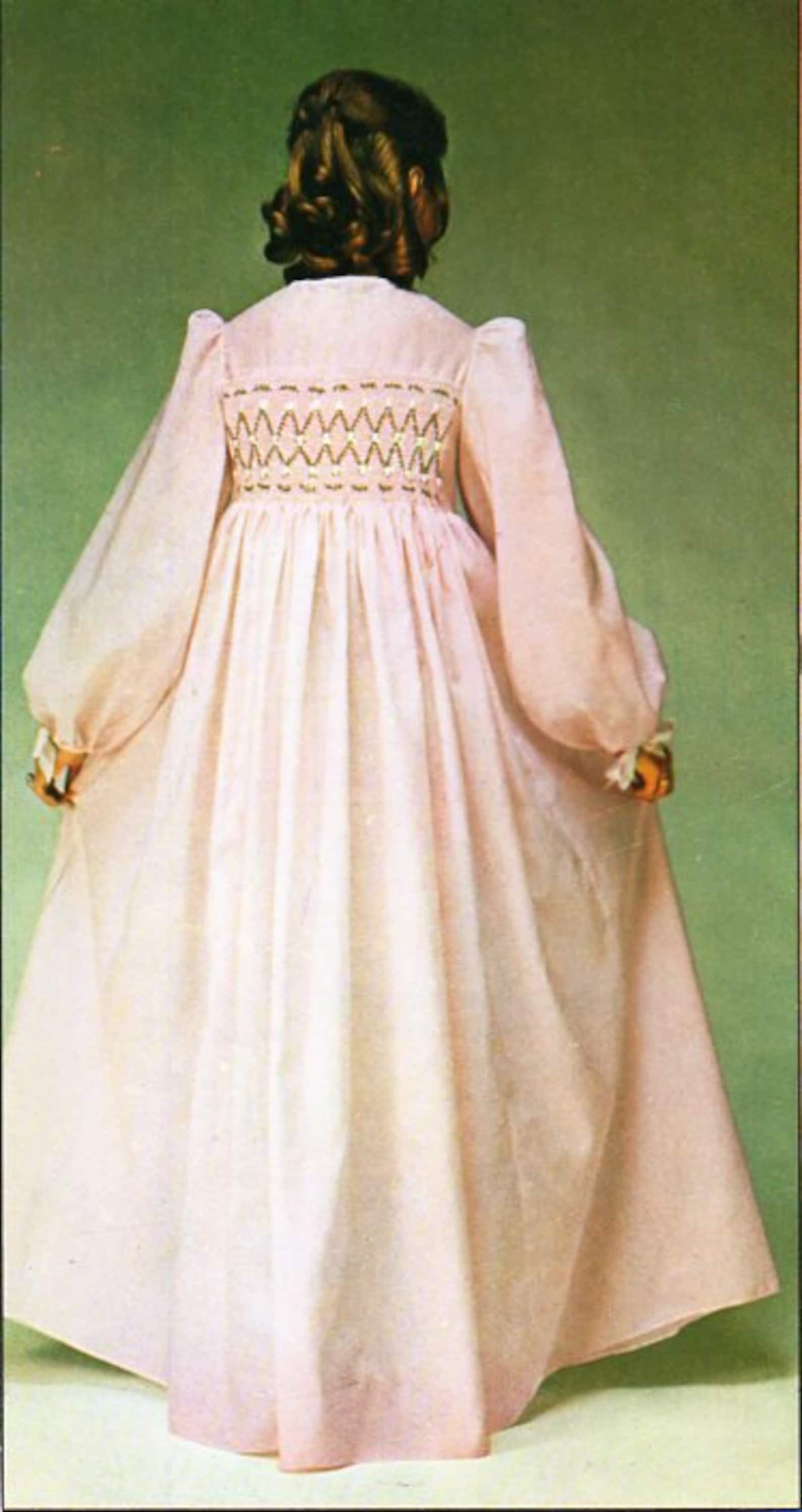 Vintage Womens Negligee With Smocking Sewing Pattern Pdf Chart / Graph ...
