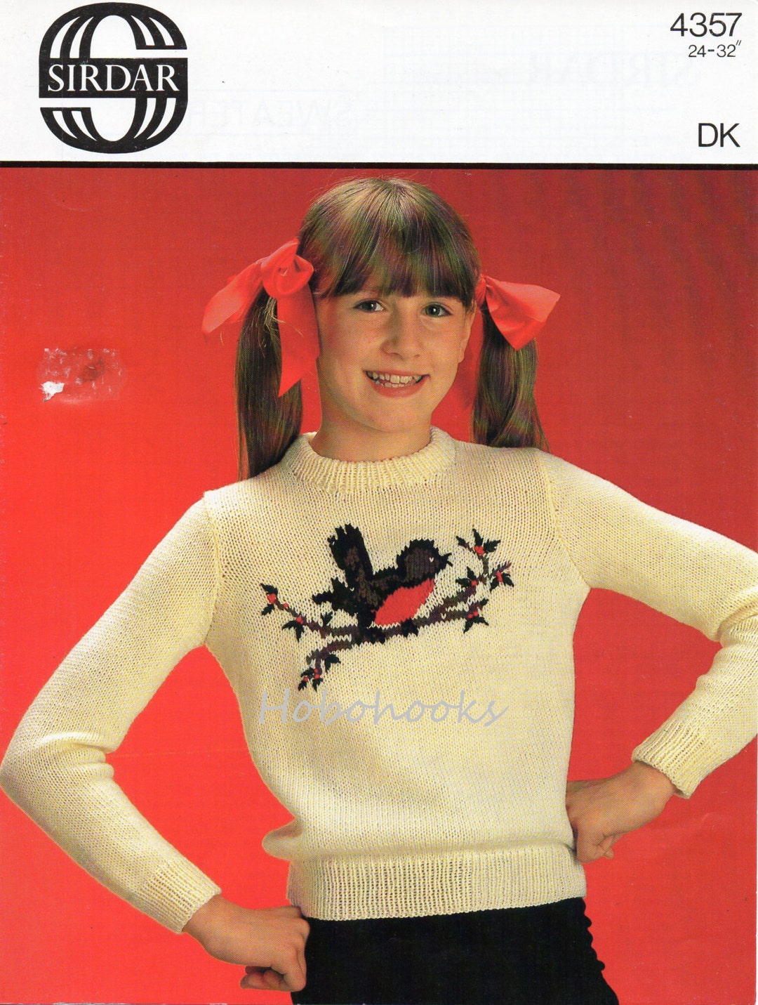 Vintage Childrens Robin Motif Sweater Knitting Pattern Pdf Childs Robin ...