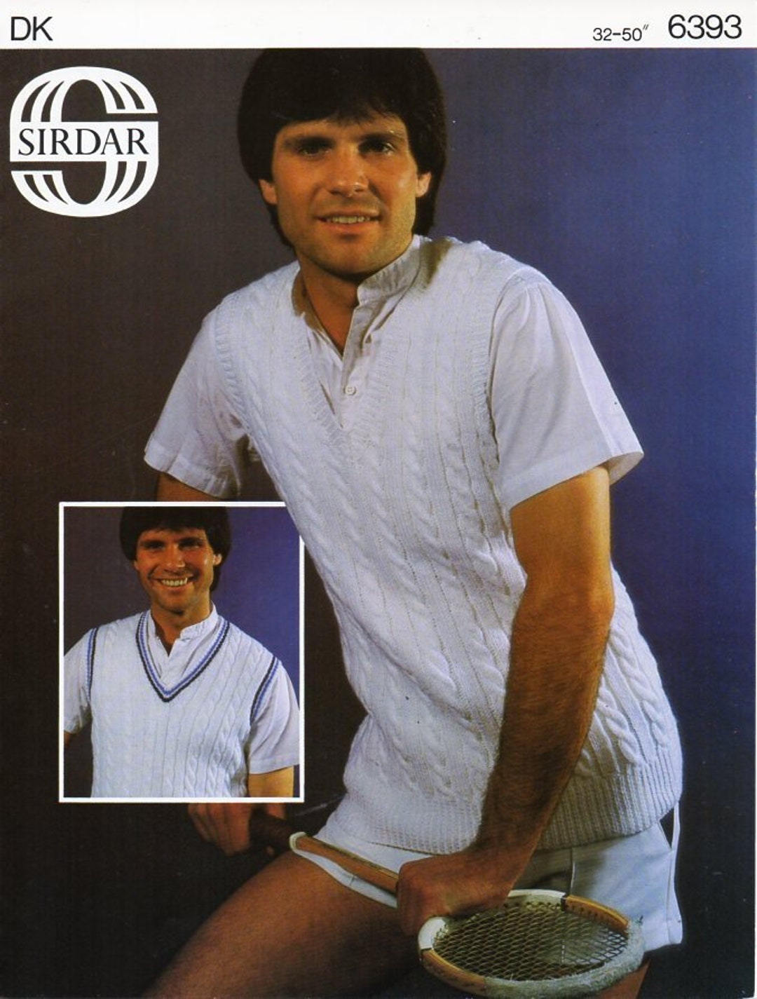 Mens Cable Slipover Knitting Pattern Pdf Tennis Cricket Pullover Larger ...