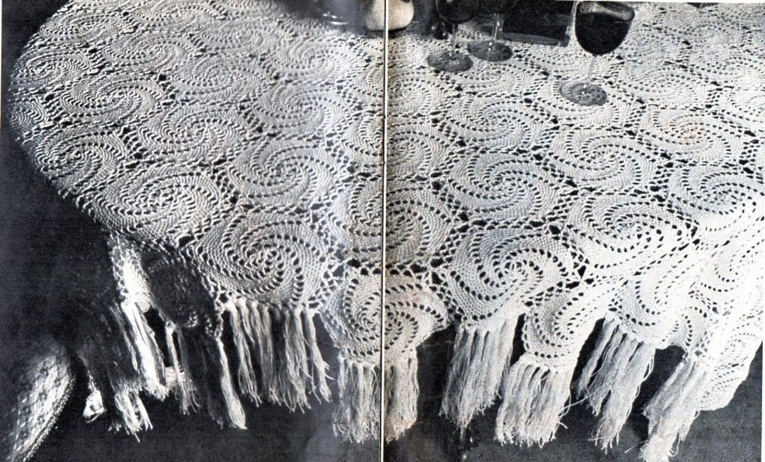 Crochet Tablecloth CROCHET PATTERN Pdf Vintage Pinwheel Crochet ...