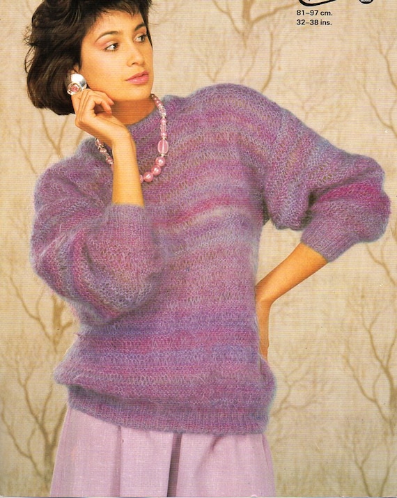 Womens Mohair Sweater Knitting Pattern Pdf Ladies Mohair - Etsy