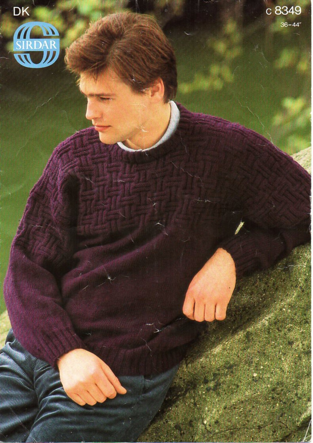 Mens Sweater Knitting Pattern PDF Mens Crew Neck Jumper Textured 36-44 ...