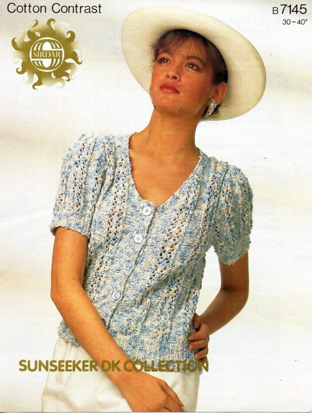 Womens Lacy Top Knitting Pattern Pdf Ladies Short Sleeve Sweater Button ...