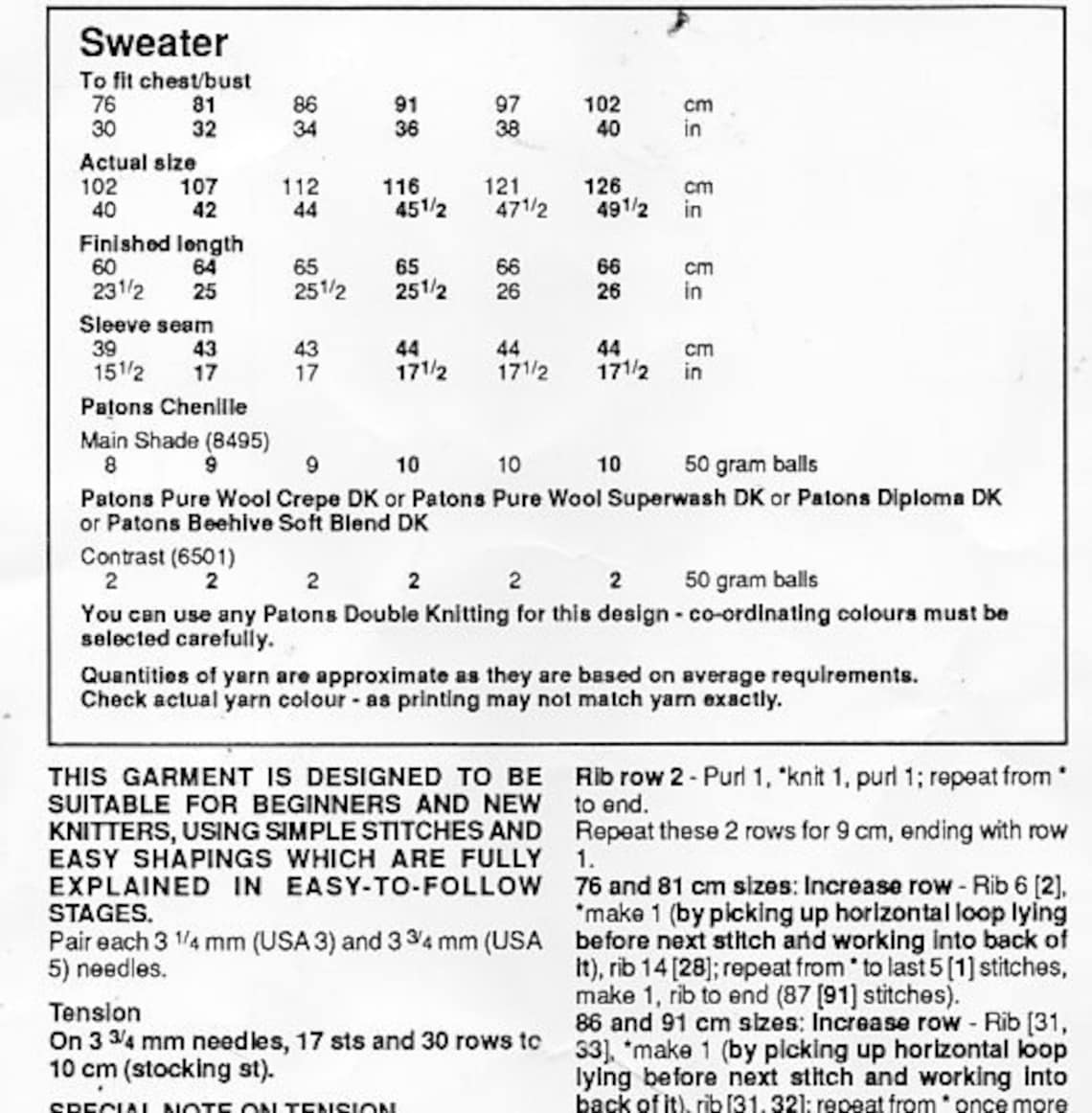 Womens Chenille Sweater Knitting Pattern PDF Download Ladies Velvet ...