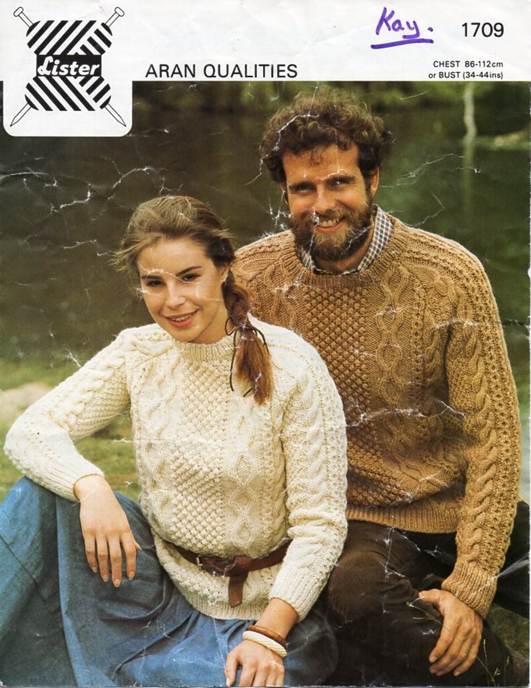 Vintage Aran Knitting Pattern Pdf Womens Mens Aran Sweater Jumper 34-44 ...