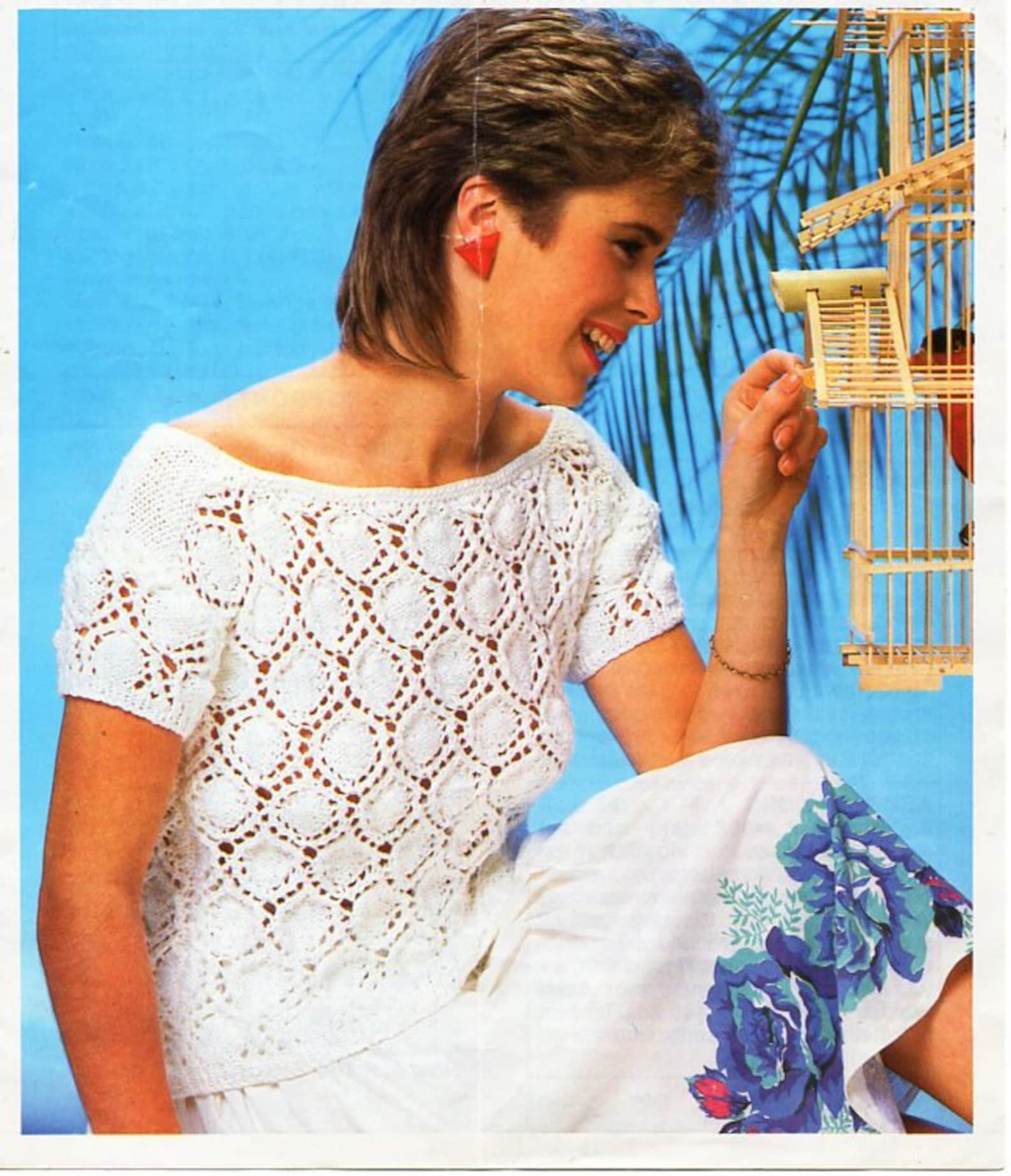 Womens Lacy Cotton Top Knitting Pattern Pdf Ladies Short - Etsy UK