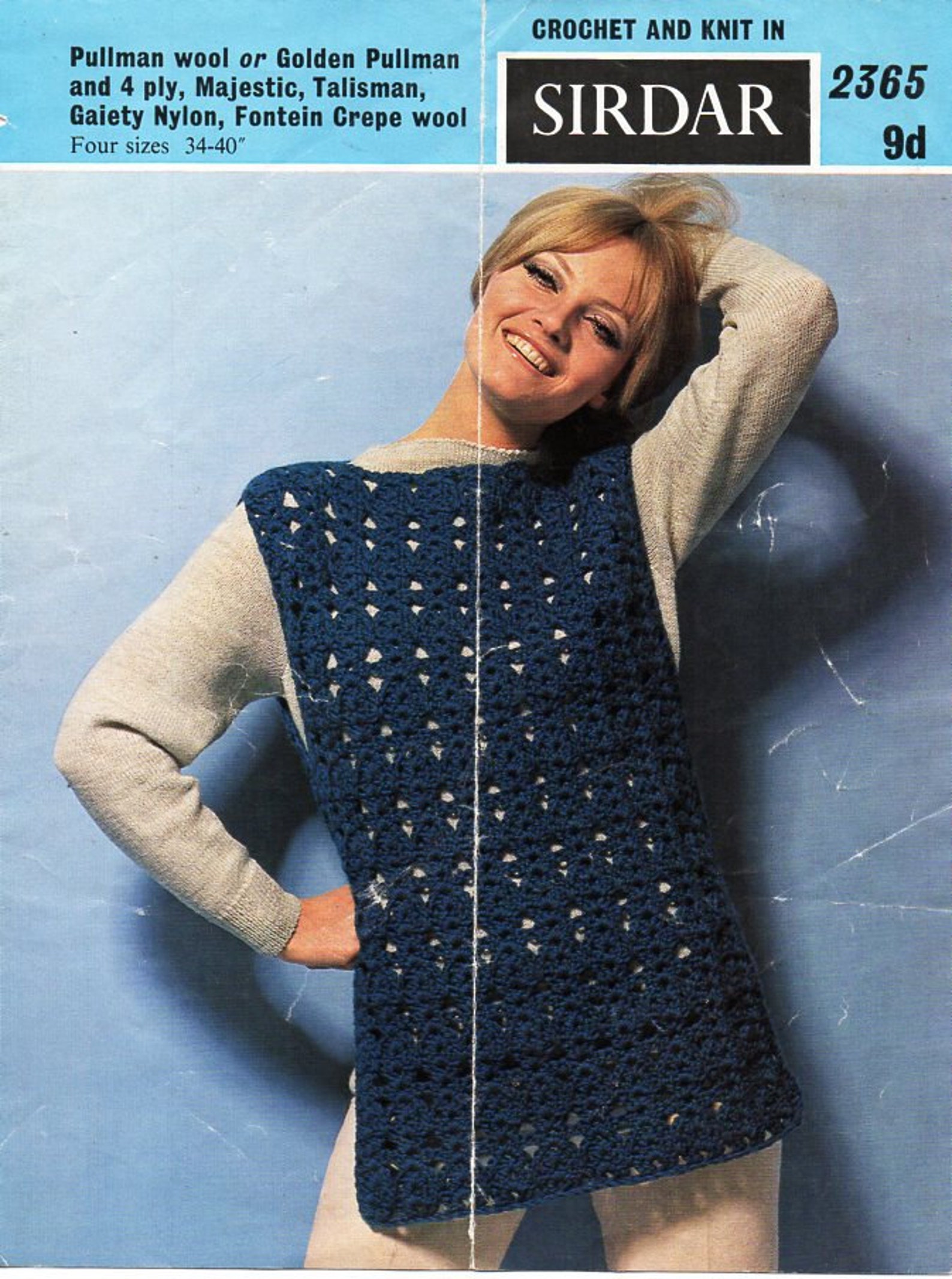 Vintage Womens Crochet Tabard Crochet Pattern PDF Ladies 4ply Knitted ...