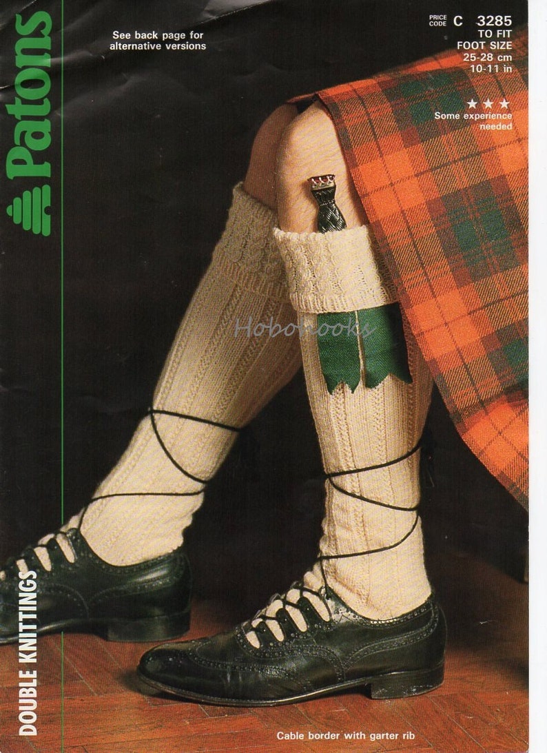 Mens Scottish Kilt Socks Knitting Pattern Pdf Mens Socks 5 Borders ...
