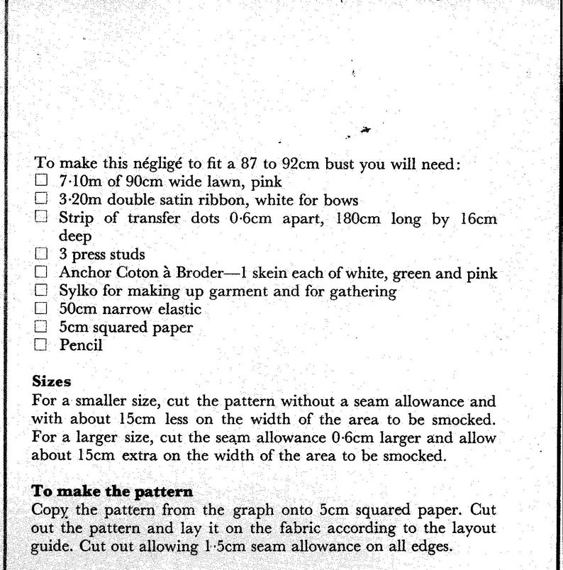 Vintage Womens Negligee With Smocking Sewing Pattern Pdf Chart - Etsy UK