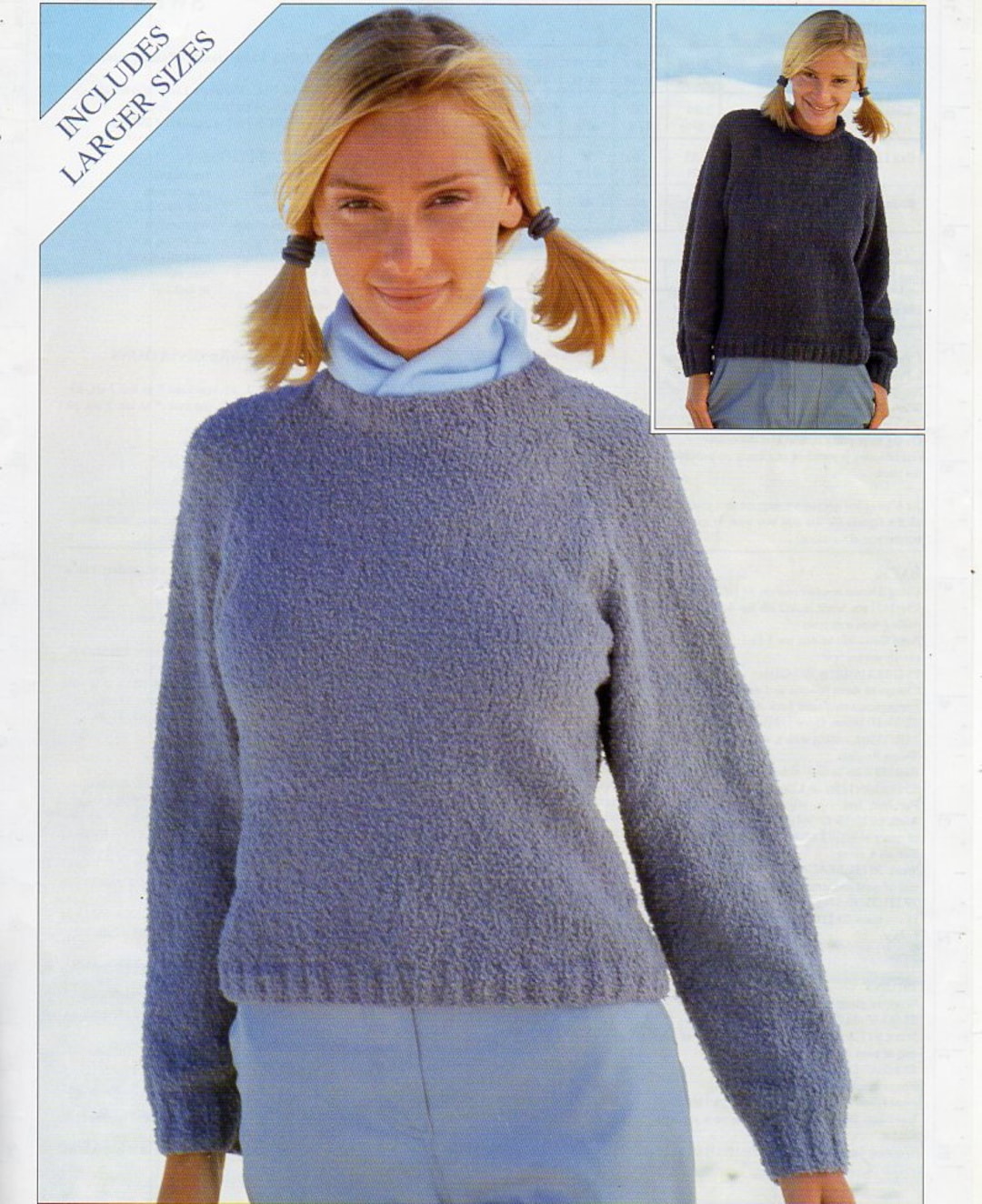 Womens Chenille Sweater KNITTING PATTERN Pdf Ladies Jumper Round or ...