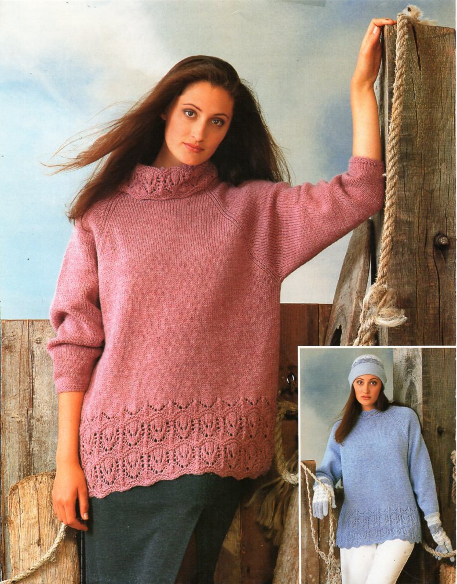 Womens Tunic Sweater Knitting Pattern Pdf Ladies Lacy Border | Etsy