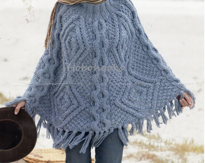 Ladies Super Chunky Cable Poncho One Size Super - Etsy
